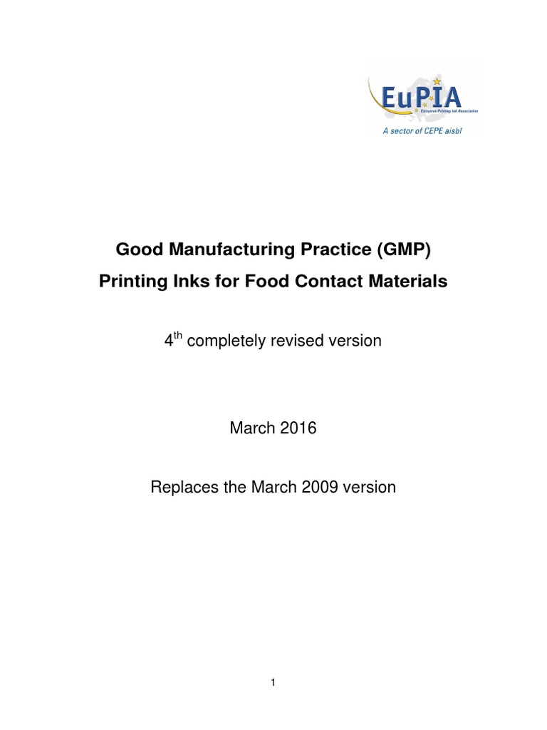 2016-03-31-EuPIA GMP 4th Version Final | PDF | Packaging And Labeling ...