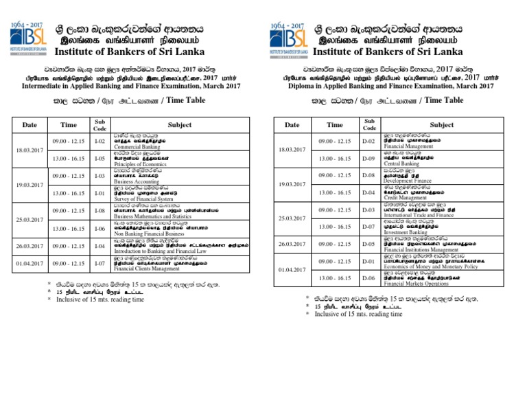 Iabf and Dabf Time Table March 2017 | PDF