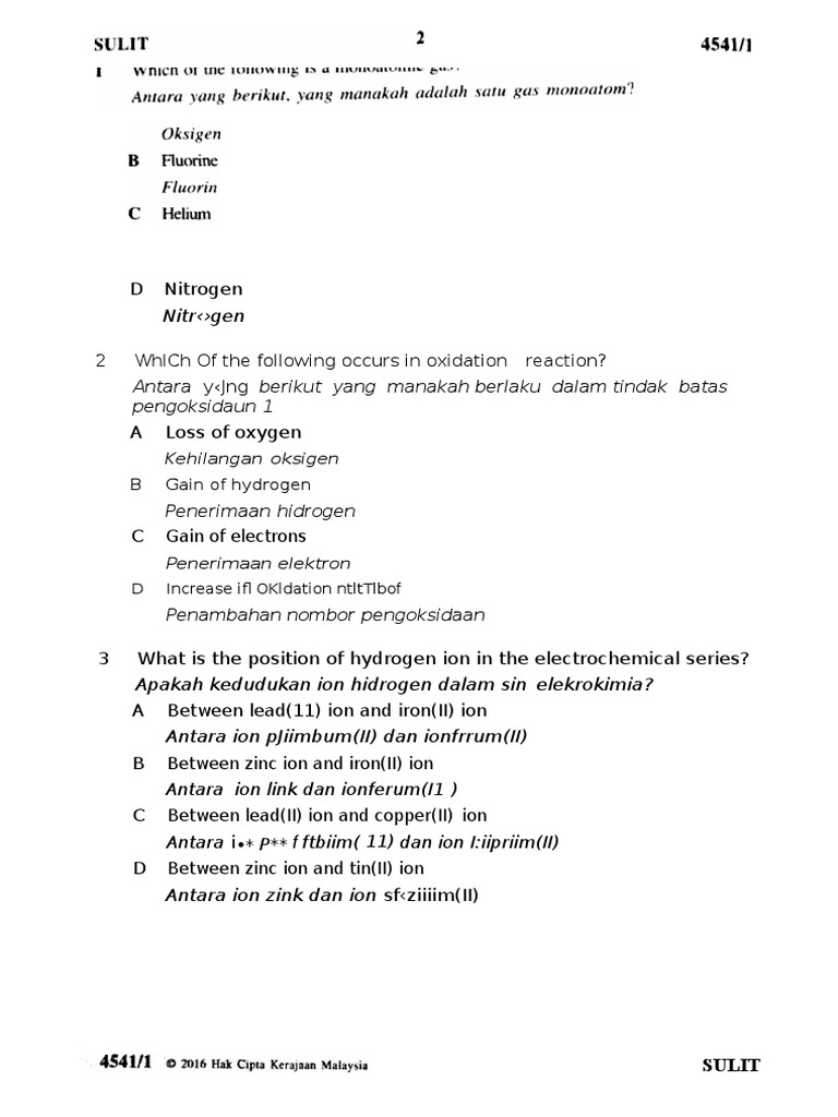 SPM Chemistry Paper 1 Overview | PDF | Atoms | Ion