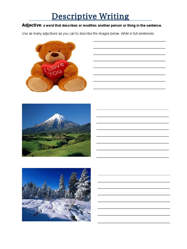 Descriptive Writing Worksheet | PDF