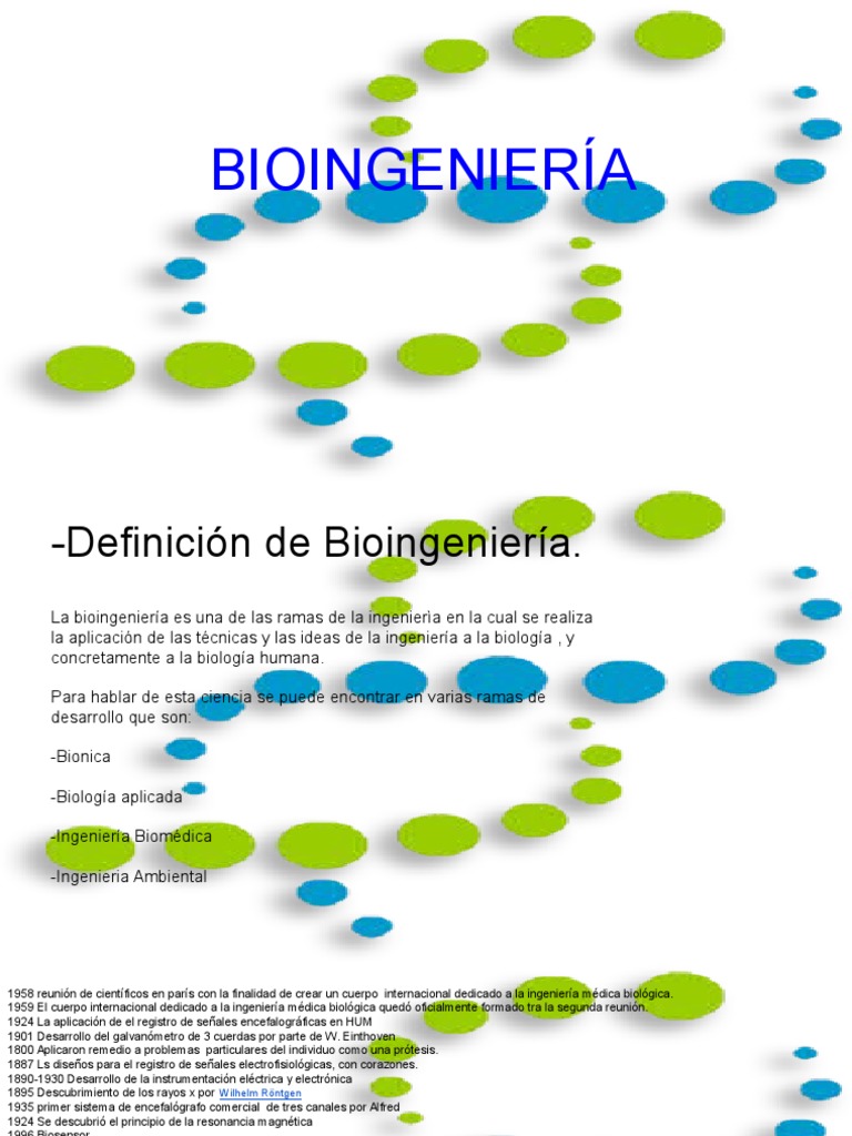 Bioingenierìa | PDF | Ingeniería Biomédica | Ingeniería biológica