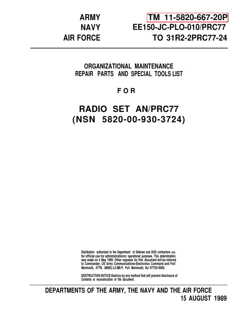 TM_11-5820-667-20P | Military Science | Military