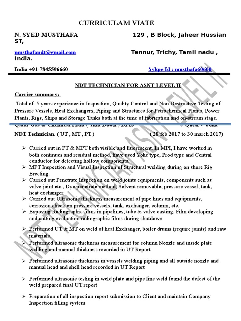 New CV & NDT Asnt Level - II | PDF