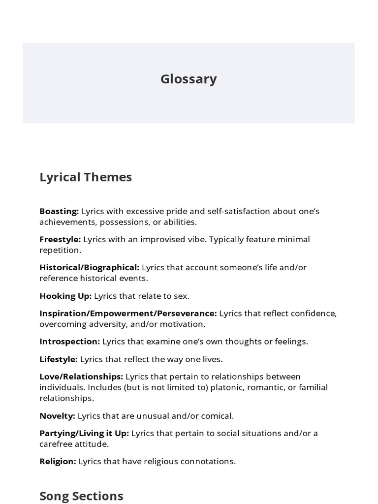 Glossary: Lyrical Themes | PDF