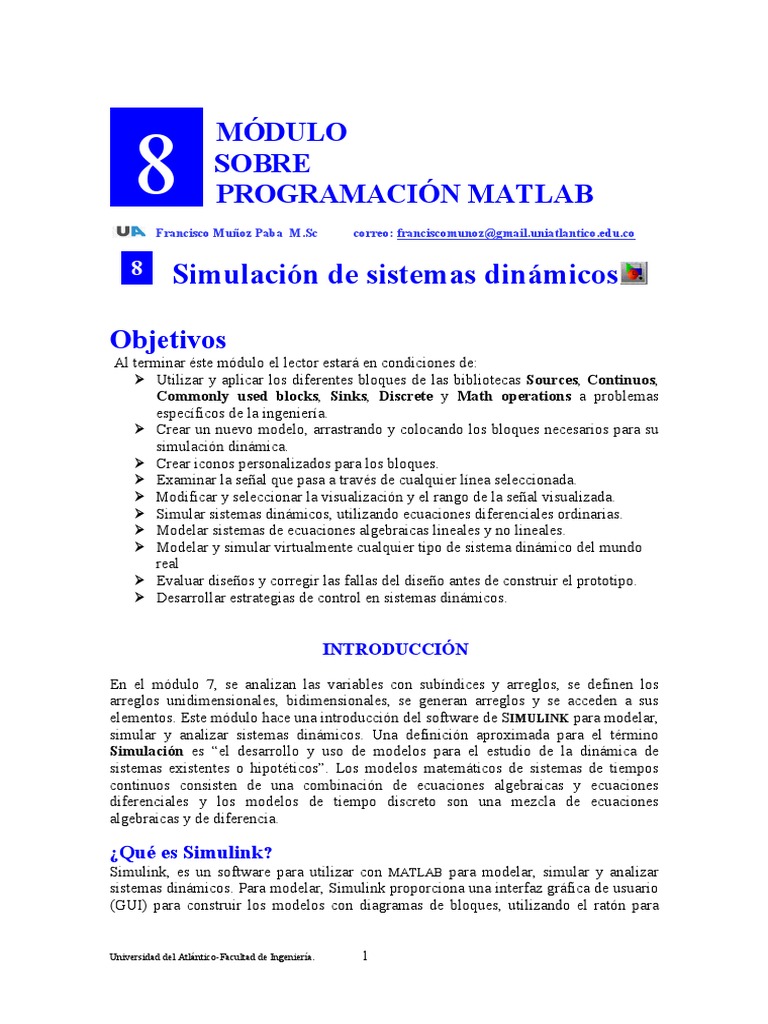 Simulación Dinámica con MATLAB y Simulink | PDF | Matlab | Ventana (informática)