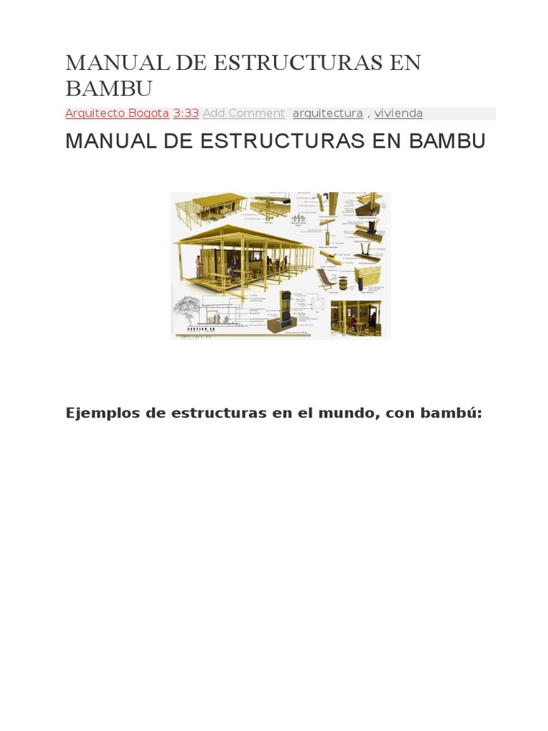Estructuras de Bambú en Construcción | PDF | Fundación (Ingeniería ...