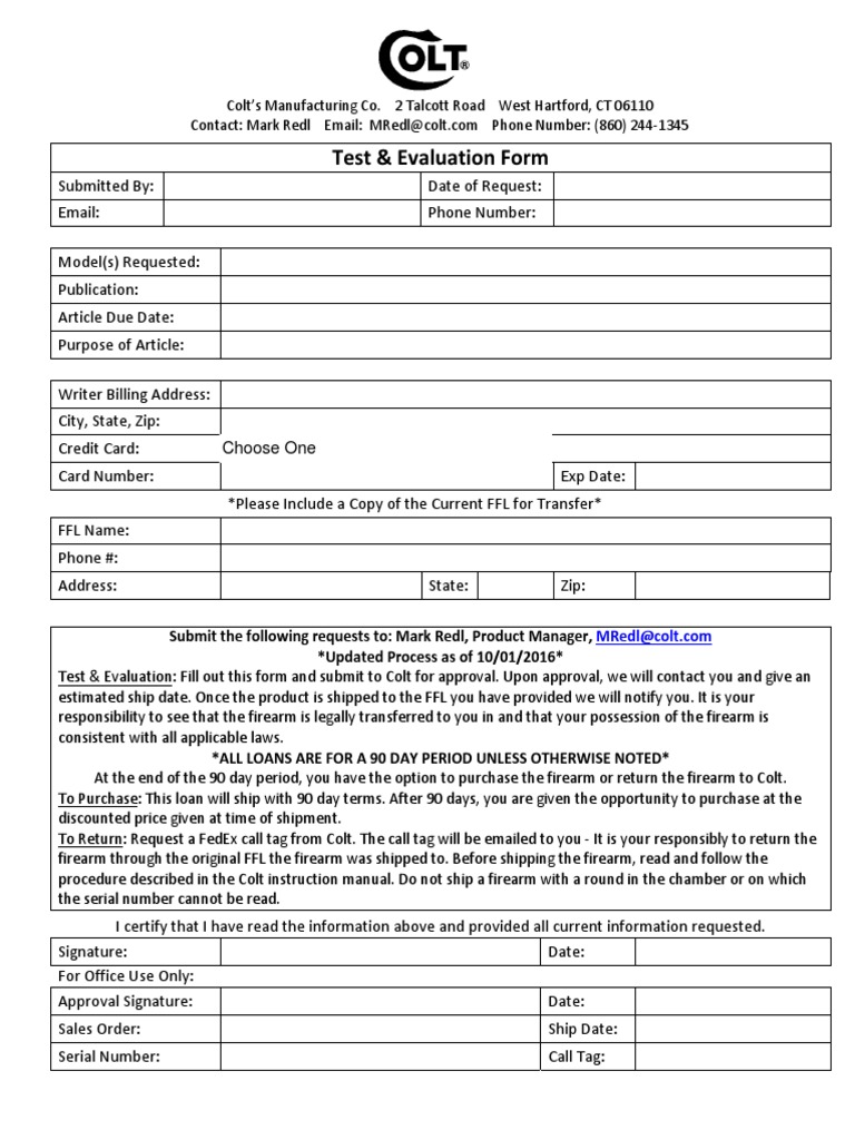 Colt Request Form | Business | Free 30-day Trial | Scribd