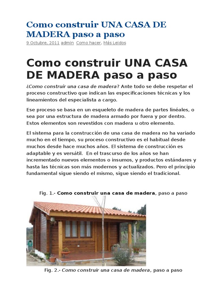 Como Construir Una Casa De Madera Paso A Paso Descargar Gratis Pdf