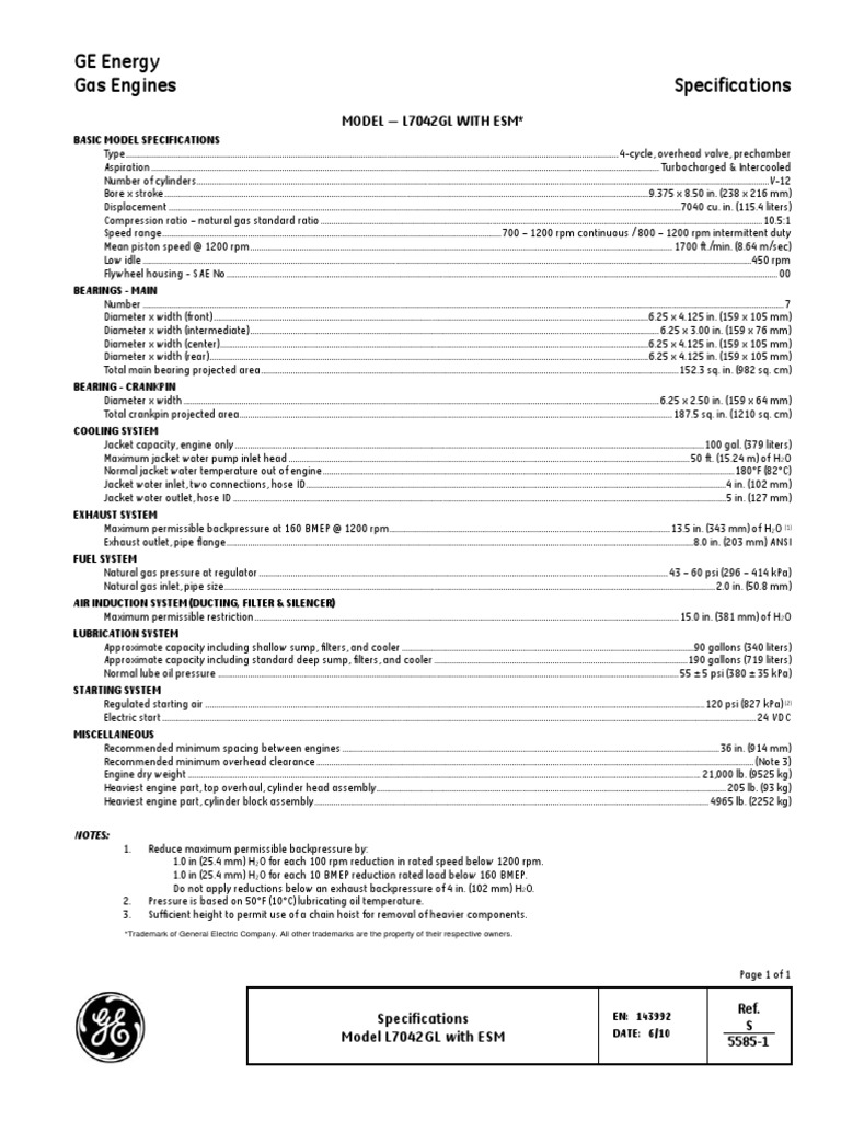 7042 Gl Spec | Engines | Vehicle Parts