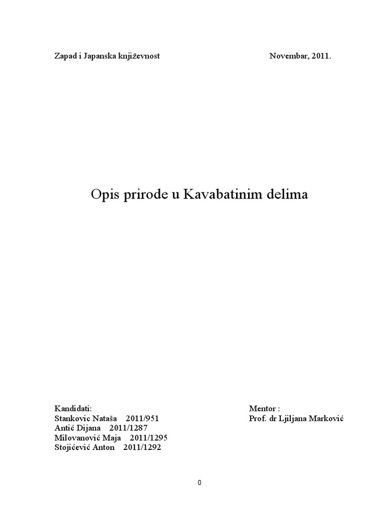 Opis Prirode U Kavabatinim Delima | PDF