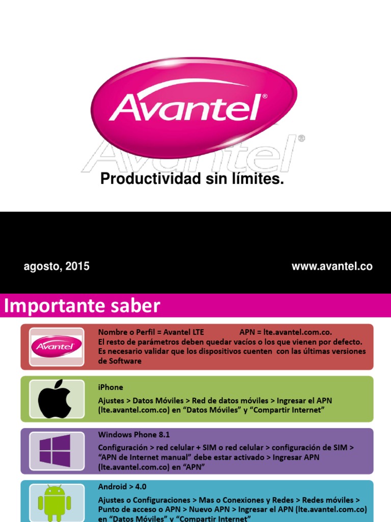Configuración APN Avantel LTE | PDF | Informática
