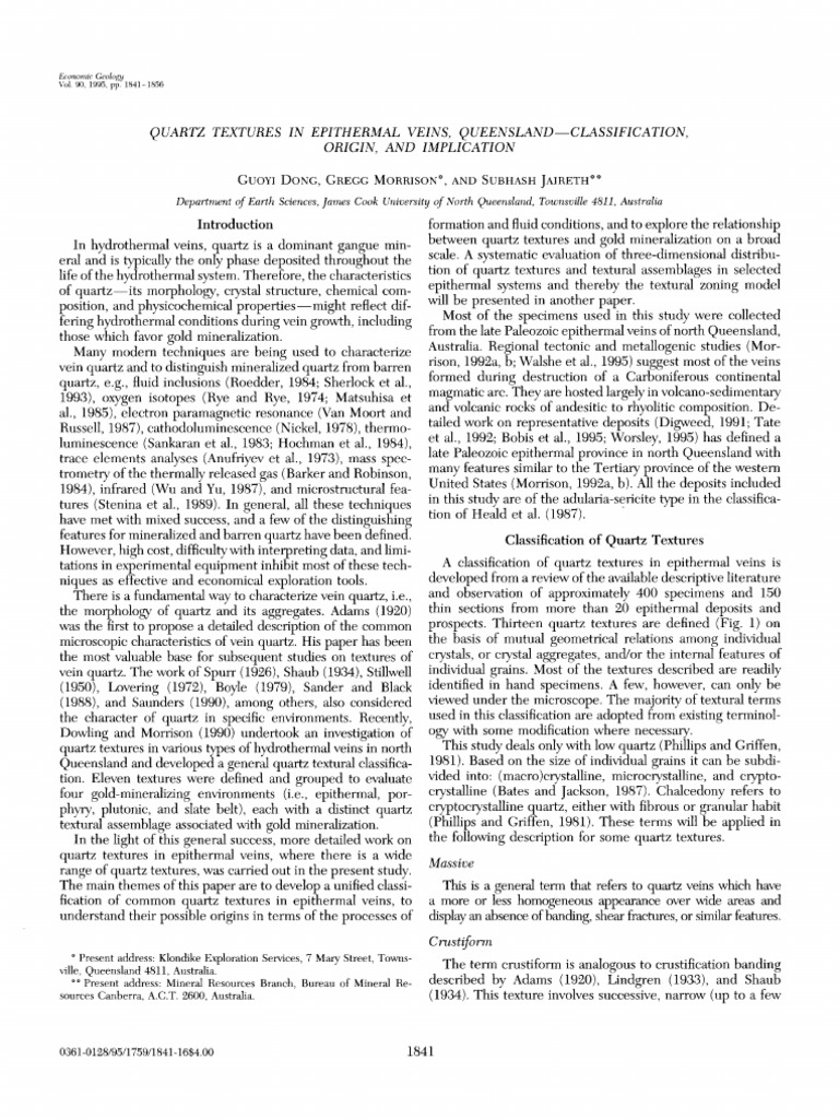 Epithermal Quartz Textures | PDF | Quartz | Crystal