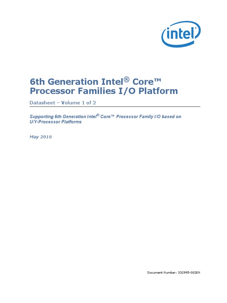 6th Gen Core PCH U y Io Datasheet Vol 1 | PDF | Intel | Office Equipment