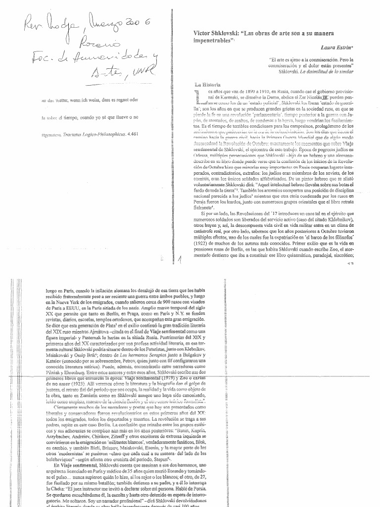 Laura Estrin-Victor Shlovski, Las Obras de Arte Son A Su Manera ...
