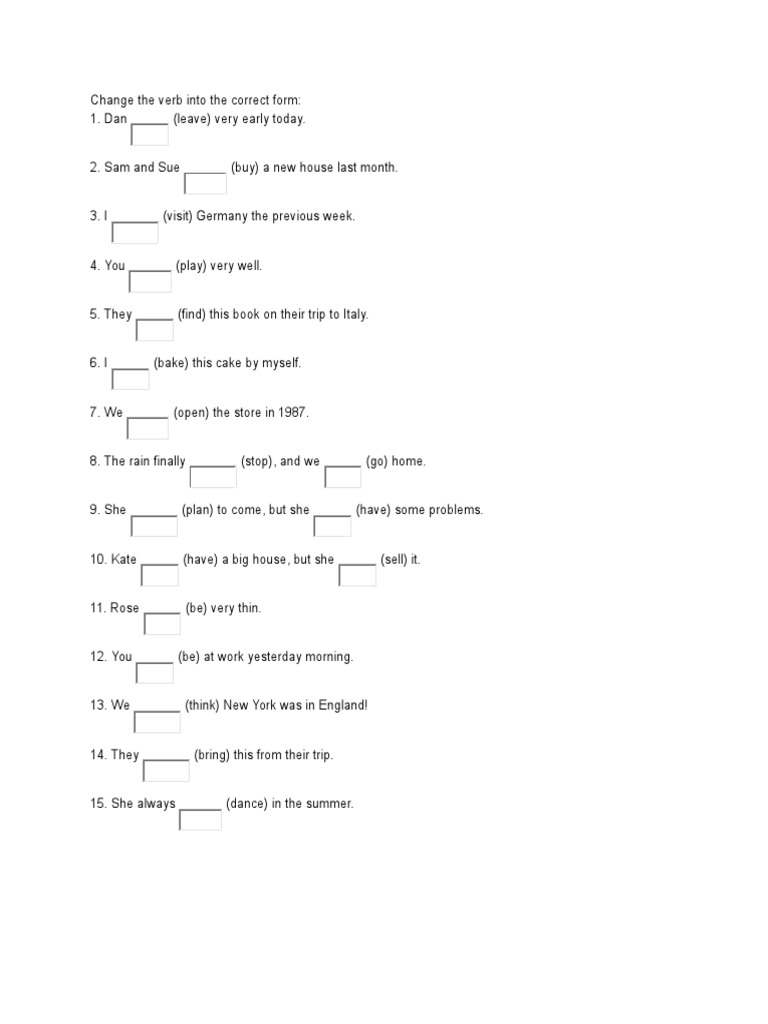 Change the Verb Into the Correct Form