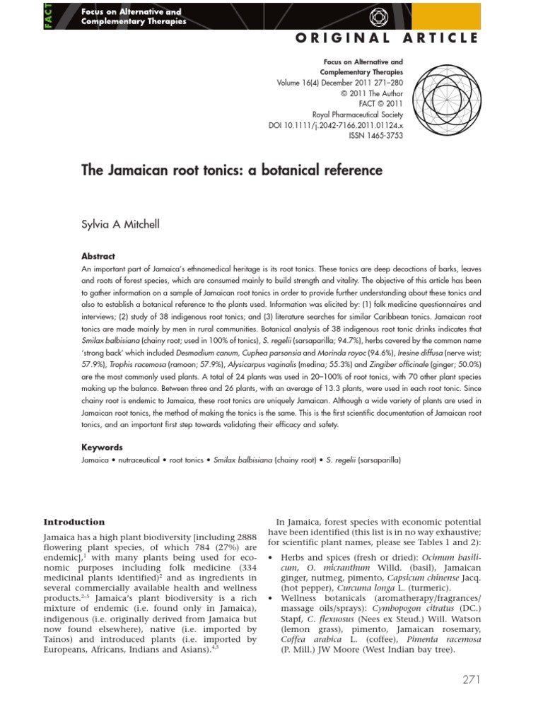 The Jamaican Root Tonics A Botanical Ref | PDF | Herbalism | Jamaica