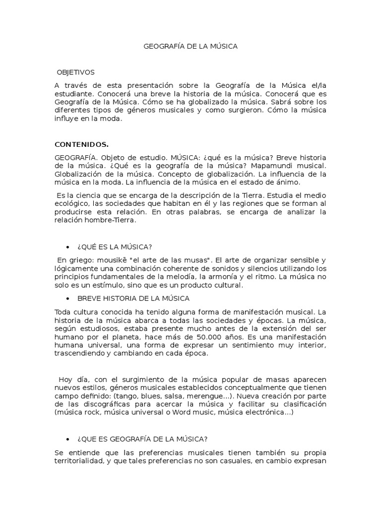 Geografía y Globalización de la Música | PDF | Geografía | Science