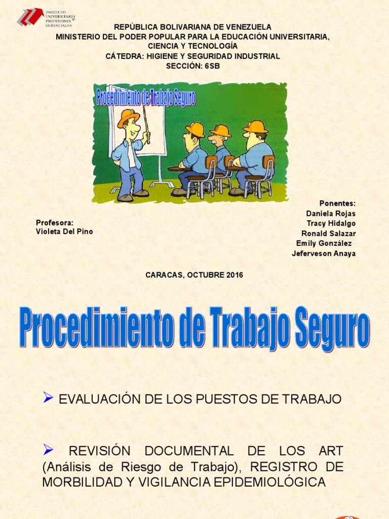 PROCEDIMIENTOS DE TRABAJO SEGURO.ppt | Bienestar | Ciencia (general)