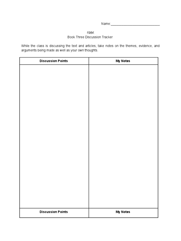 1984 Book Three Discussion Notes | PDF