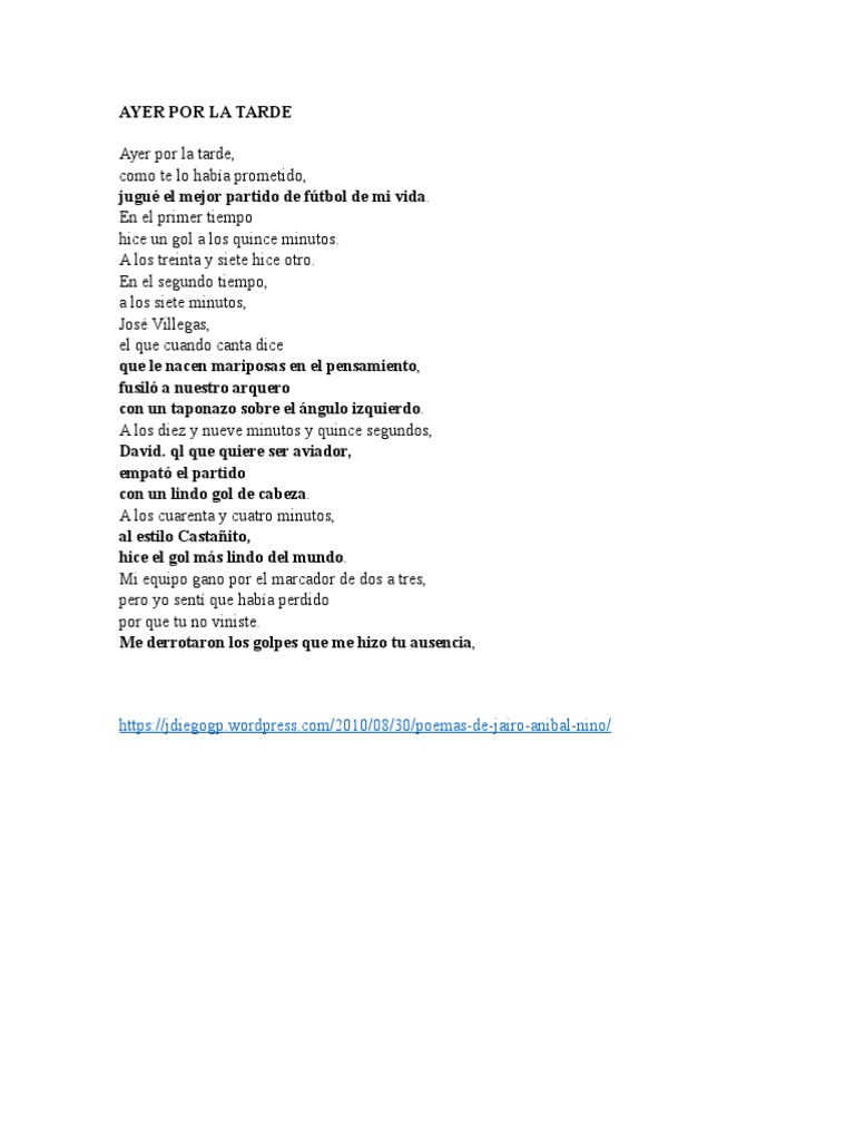 Ayer Por La Tarde - Poema | PDF