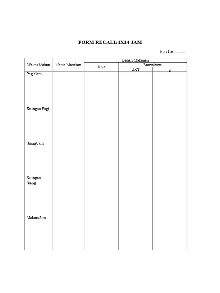 Form Recall 1x24 Jam | PDF
