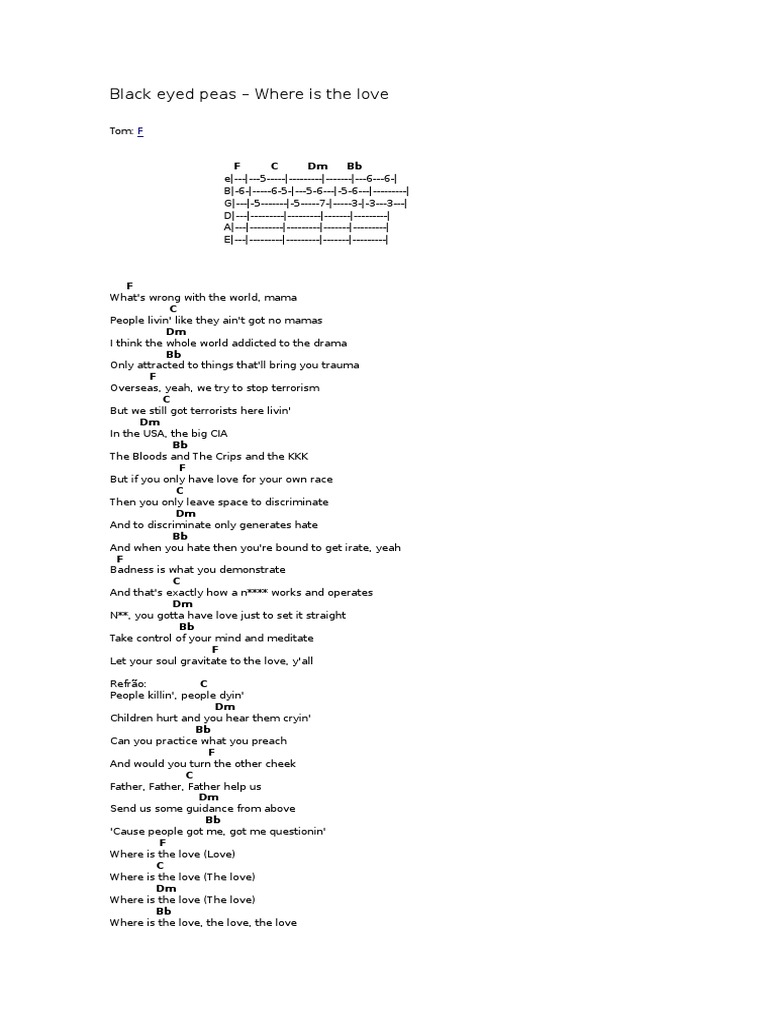 Black Eyed Peas - Where Is The Love | PDF