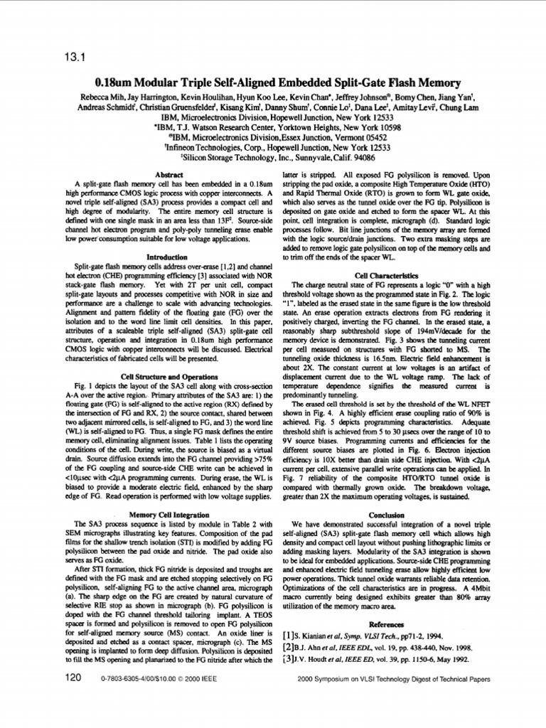 0.18um Modular Triple Self-Aligned Embedded Split-Gate Flash Memory ...