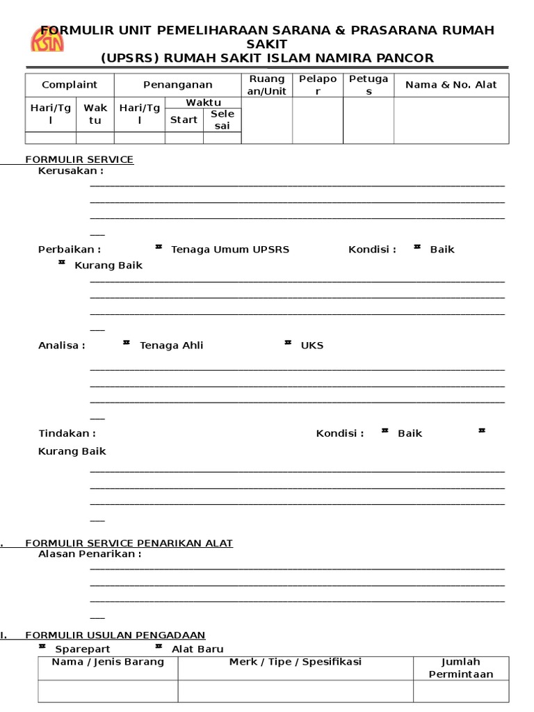 Formulir Kegiatan IPSRS | PDF