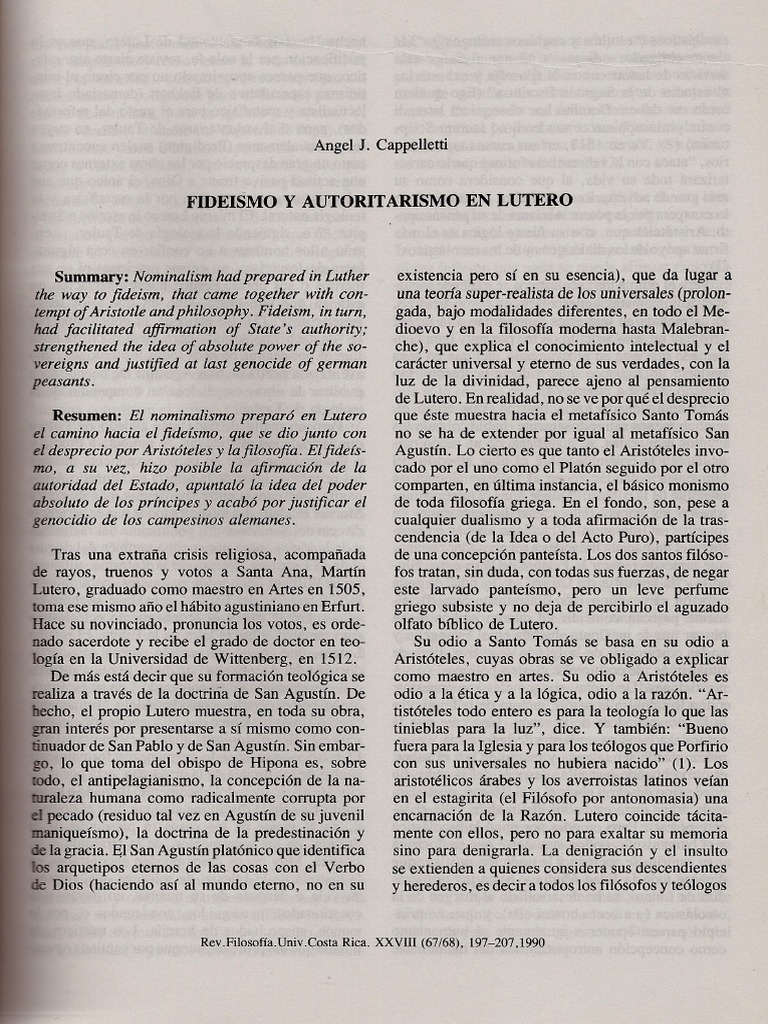 Fideismo y Autoritarismo en Lutero | PDF | Martin Luther | Luteranismo