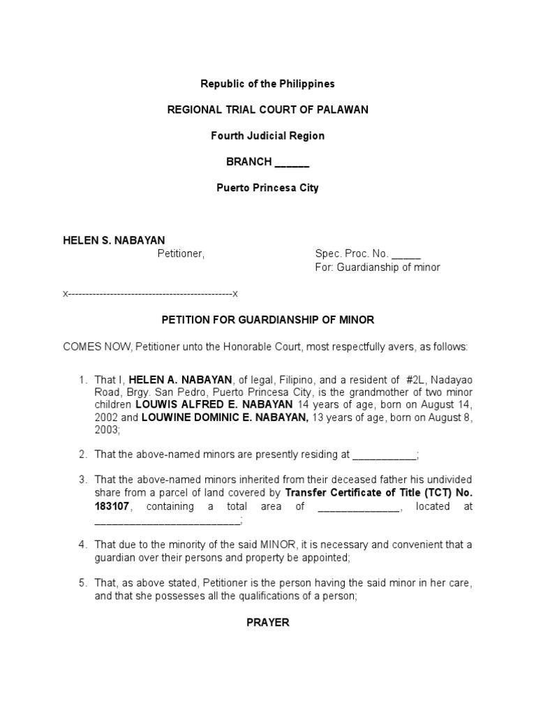 Petition To Appoint Guardianship | PDF | Legal Guardian | Judiciaries