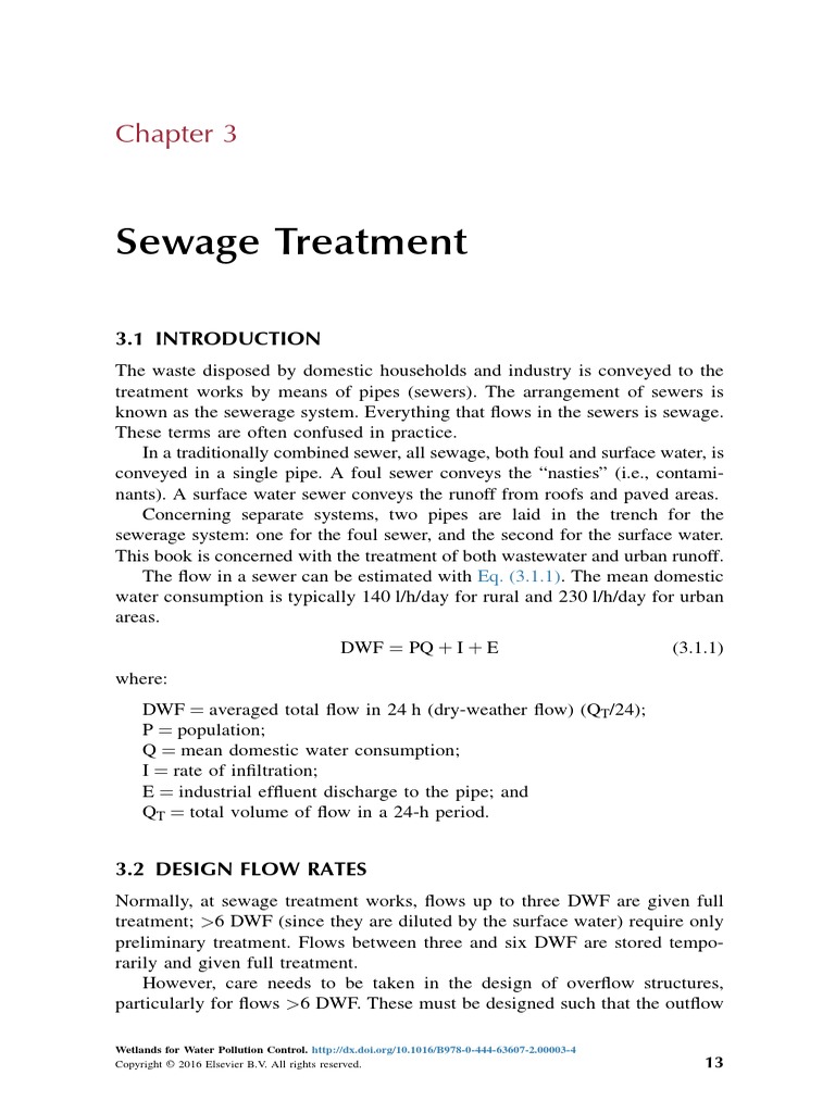 Chapter 3 - Sewage Treatment | PDF | Sewage Treatment | Sanitary Sewer