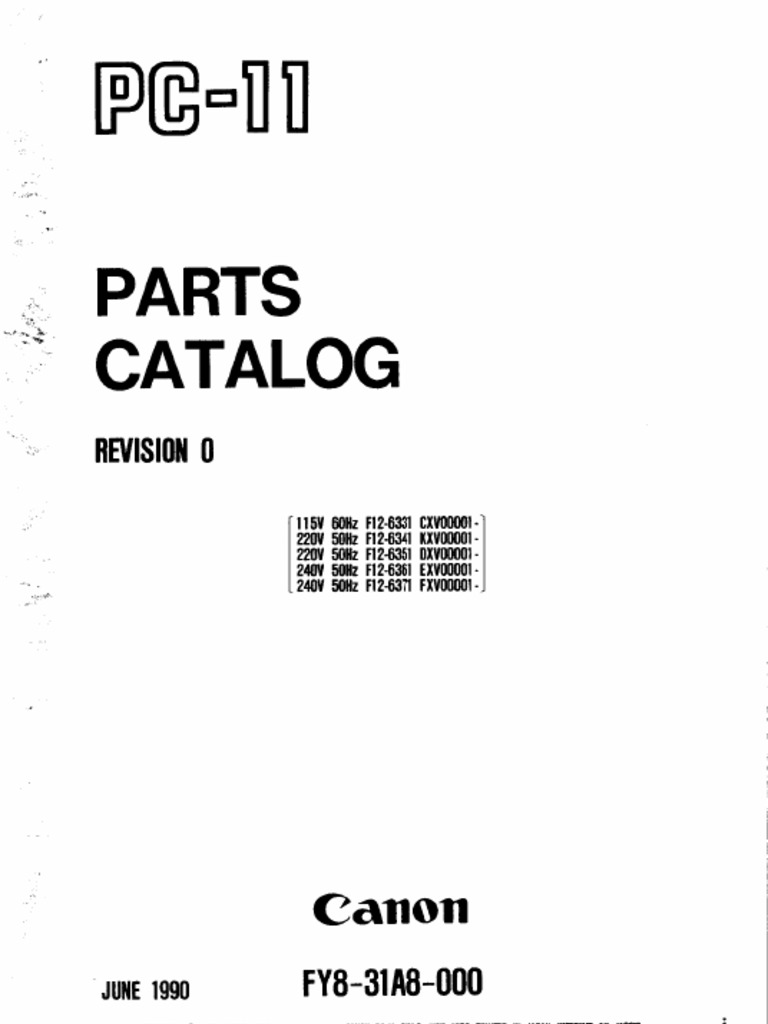 Canon PC 11 Parts Catalog | PDF
