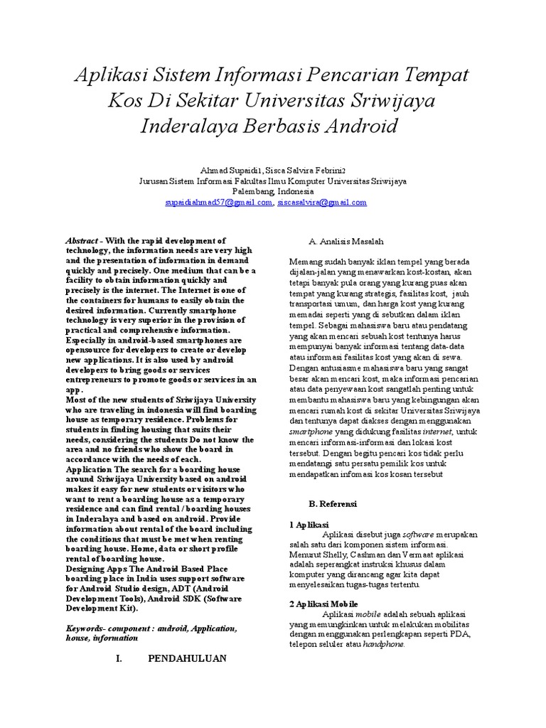 Aplikasi Sistem Informasi Pencarian Tempat Kos Di Sekitar Universitas ...