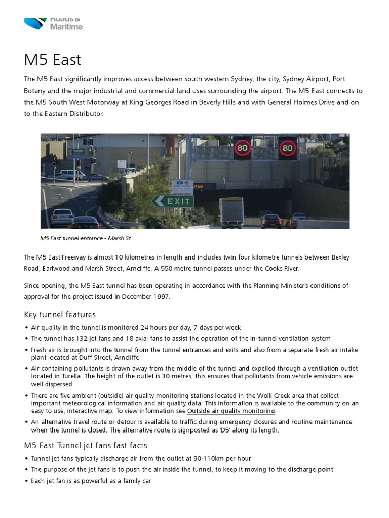 M5 East Tunnel Features and Benefits | PDF