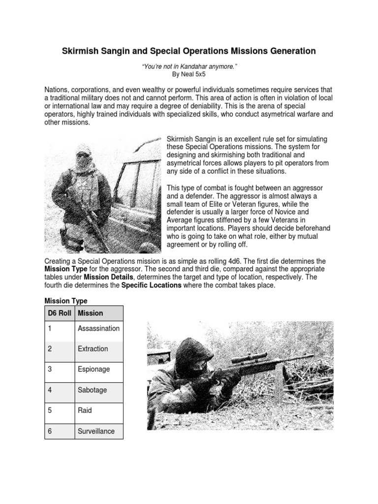 Skirmish Sangin and Unusual Missions | PDF | Espionage | Special Operations