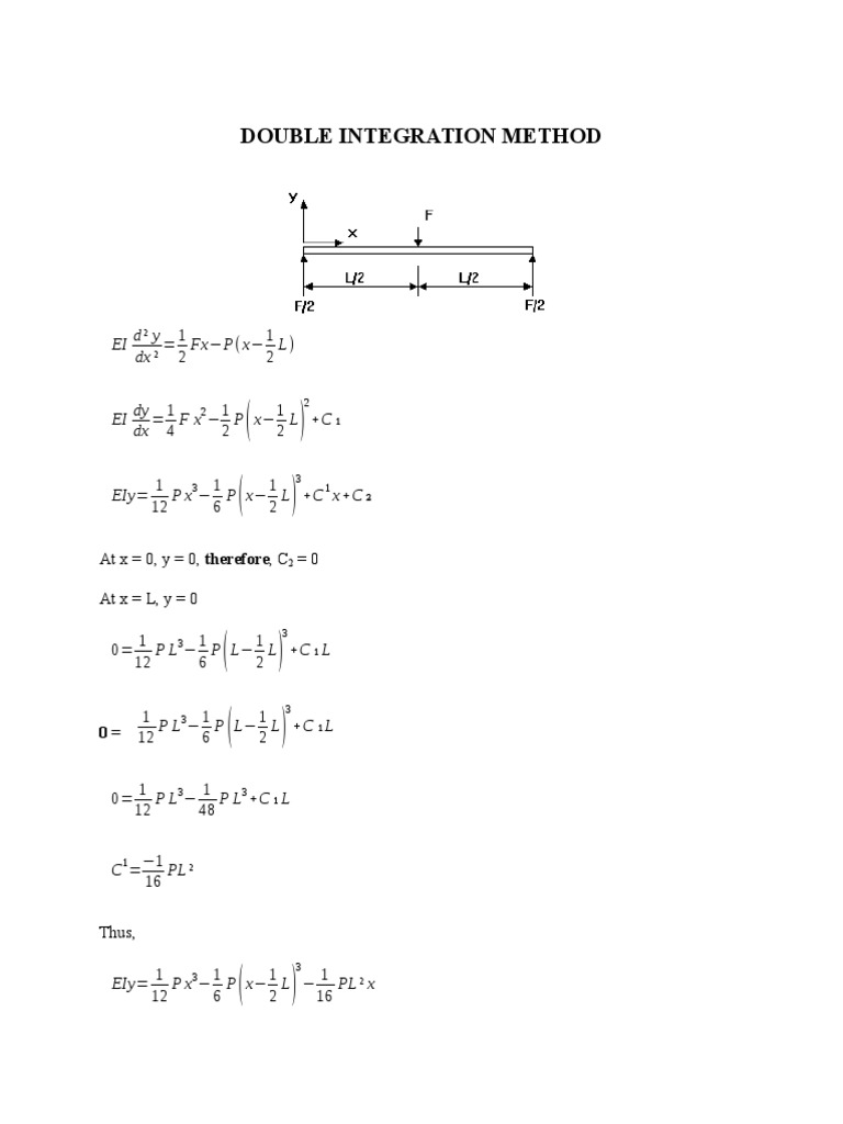 Double Integration Method: EI D y DX FX P (X L) | PDF