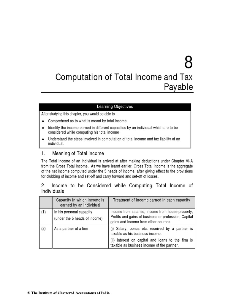Chapter 8 Computation of Total Income and Tax Payable | PDF | Tax ...