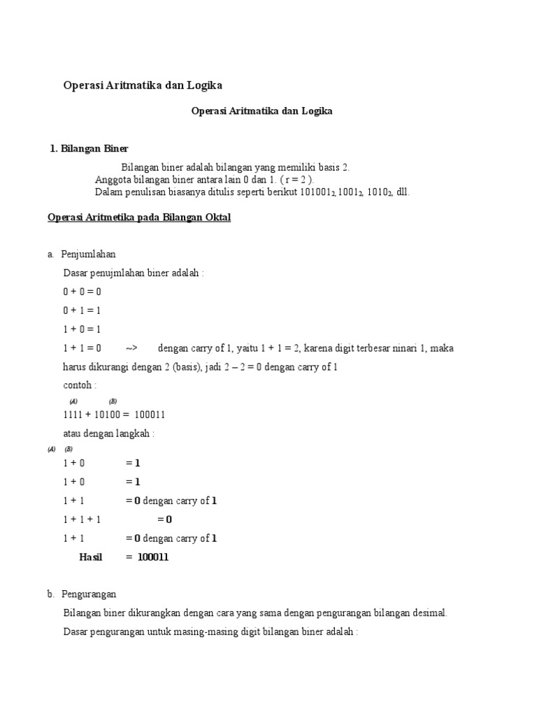 Operasi Aritmatika Logika | PDF