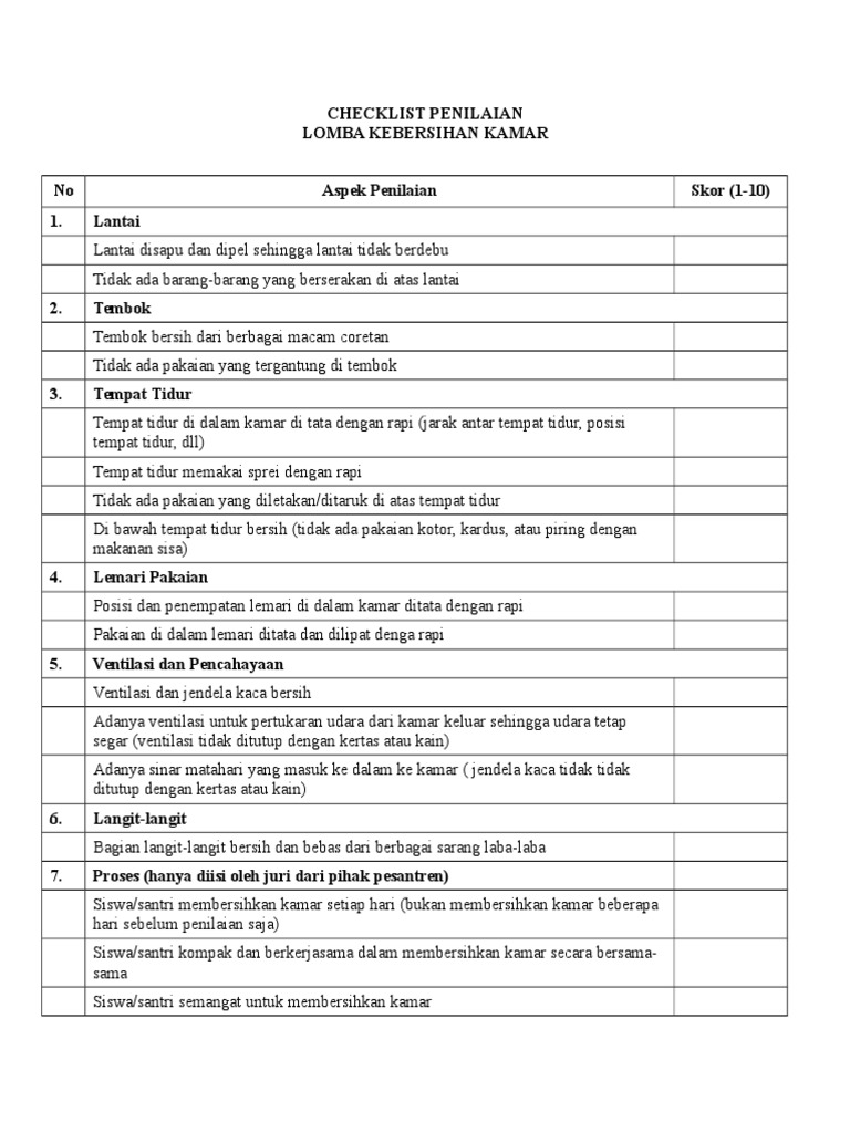 Checklist Penilaian | PDF