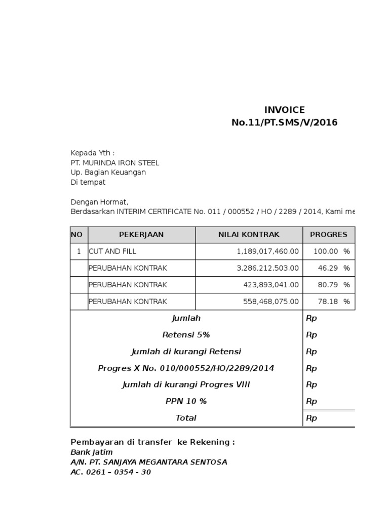 Invoice Cut and Fill 11 | PDF