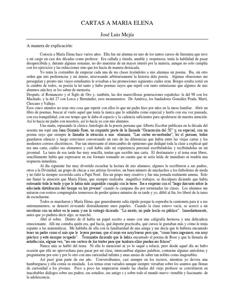 Cartas A Maria Elena | PDF | Temor | Amor