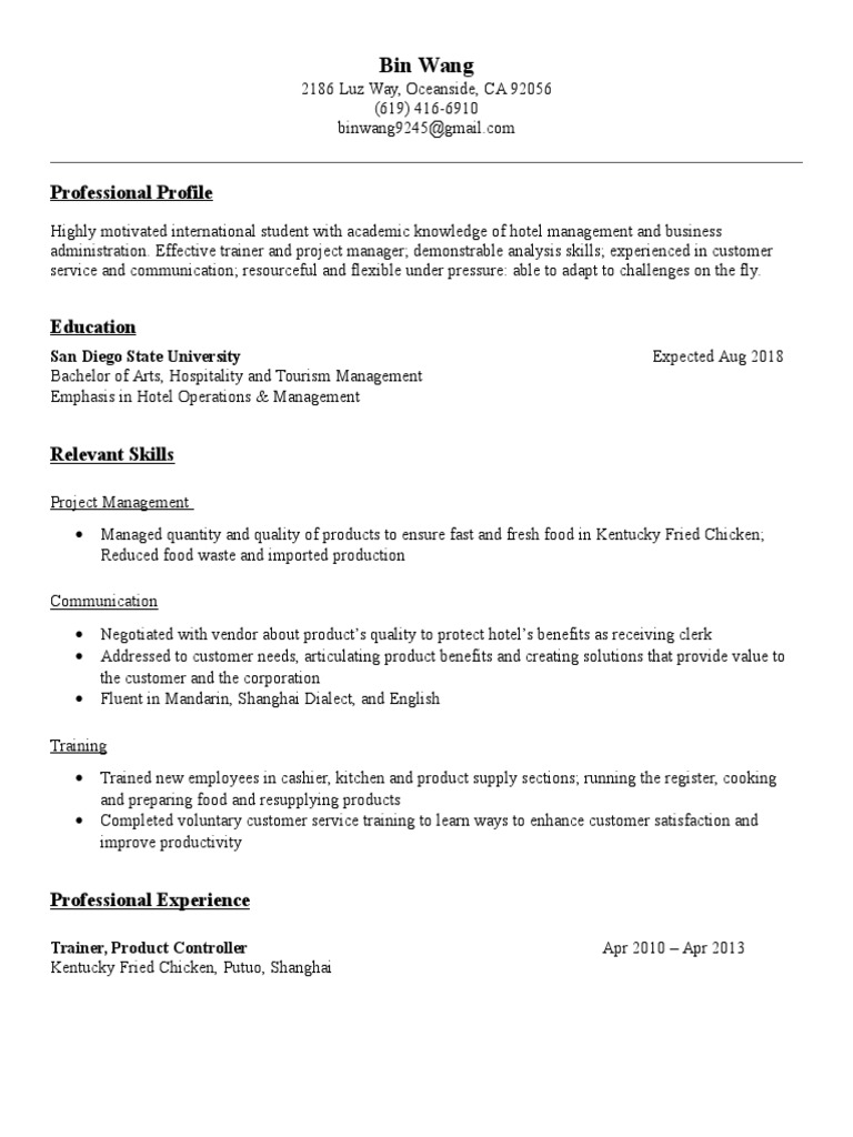 Resume Bin Wang | PDF