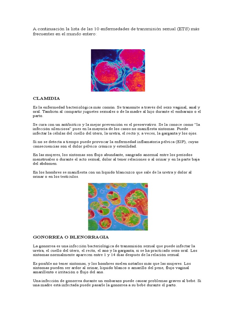 A Continuación La Lista De Las 10 Enfermedades De Transmisión Sexual
