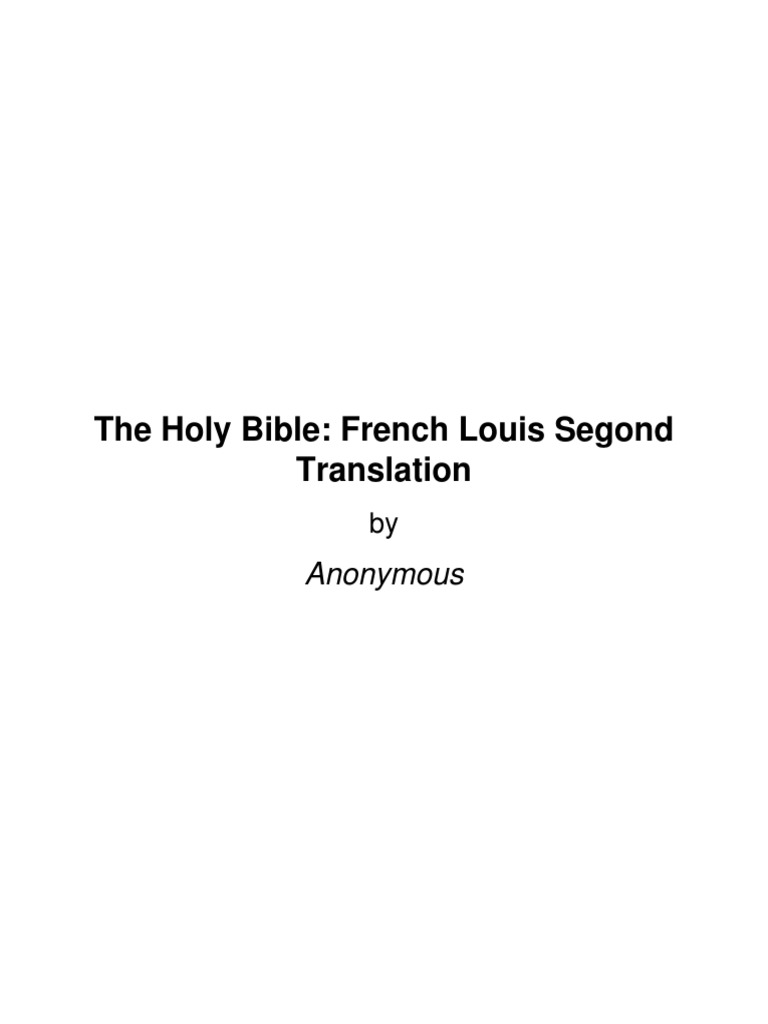 French Louis Segond Bible Translation | PDF | Noah's Ark | Noah