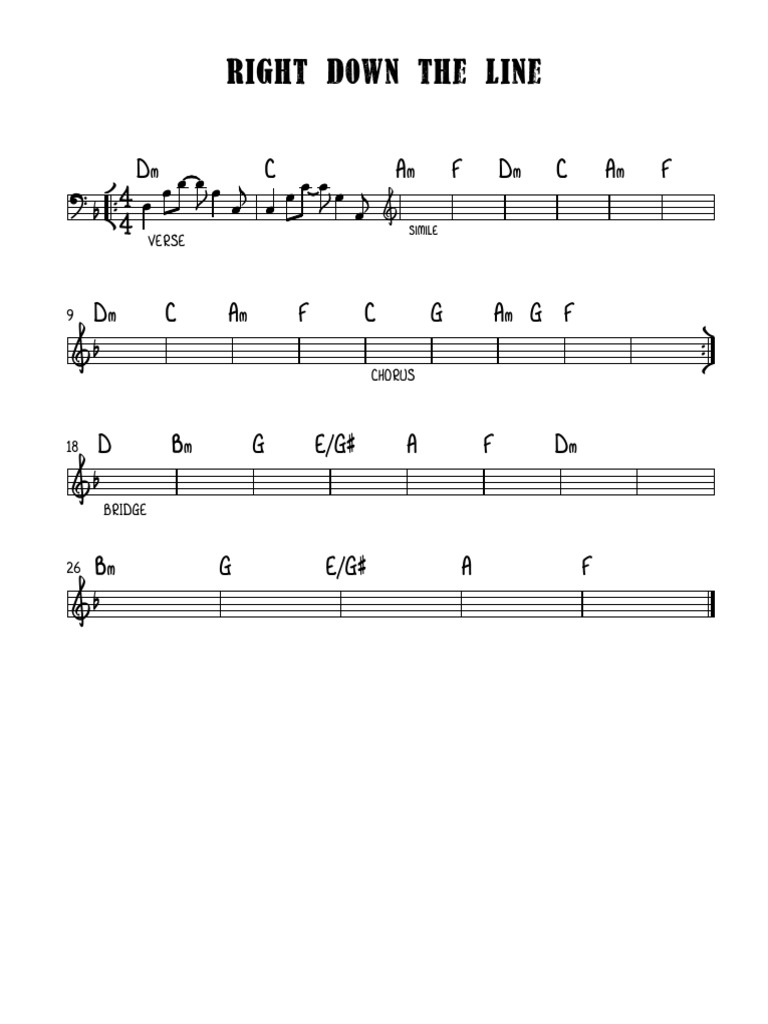 Right Line Down The Line - Full Score | PDF