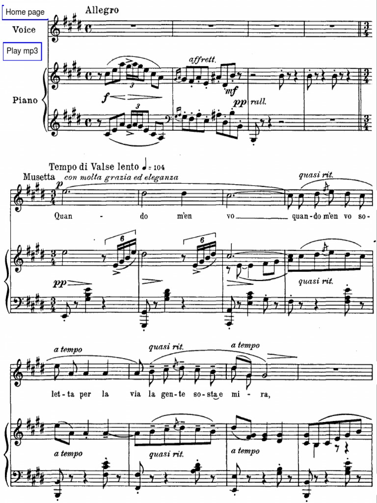 Musetta Waltz Puccini PDF | PDF