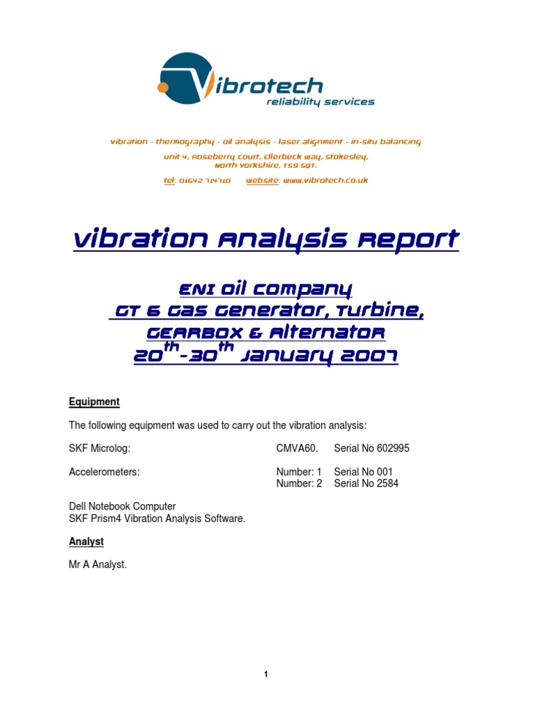 Vibration Analysis Report for GT 6 | PDF | Electric Generator | Resonance