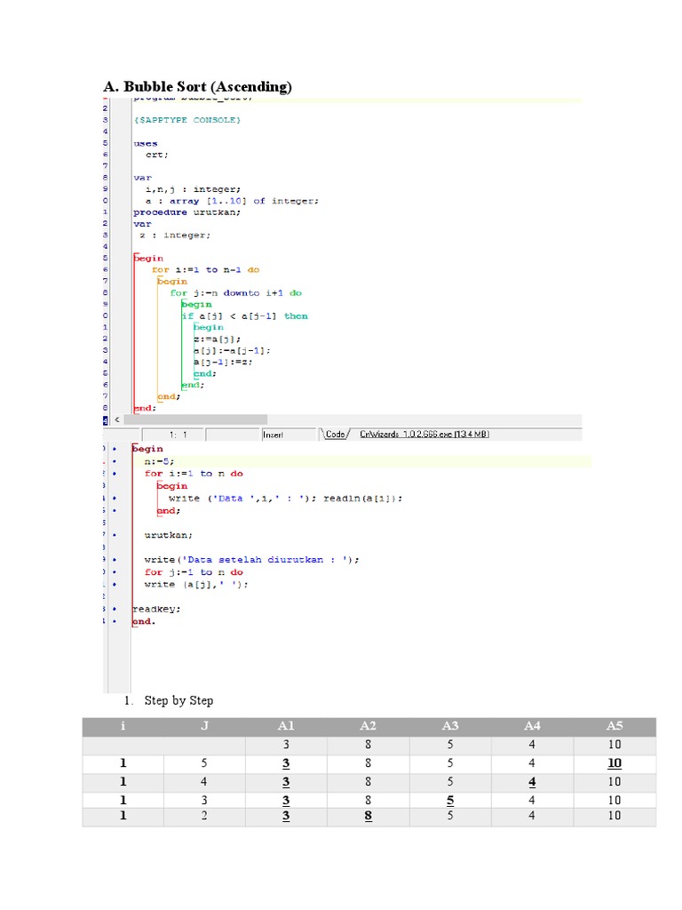 Bubble Sort & Flowchart (pascal)