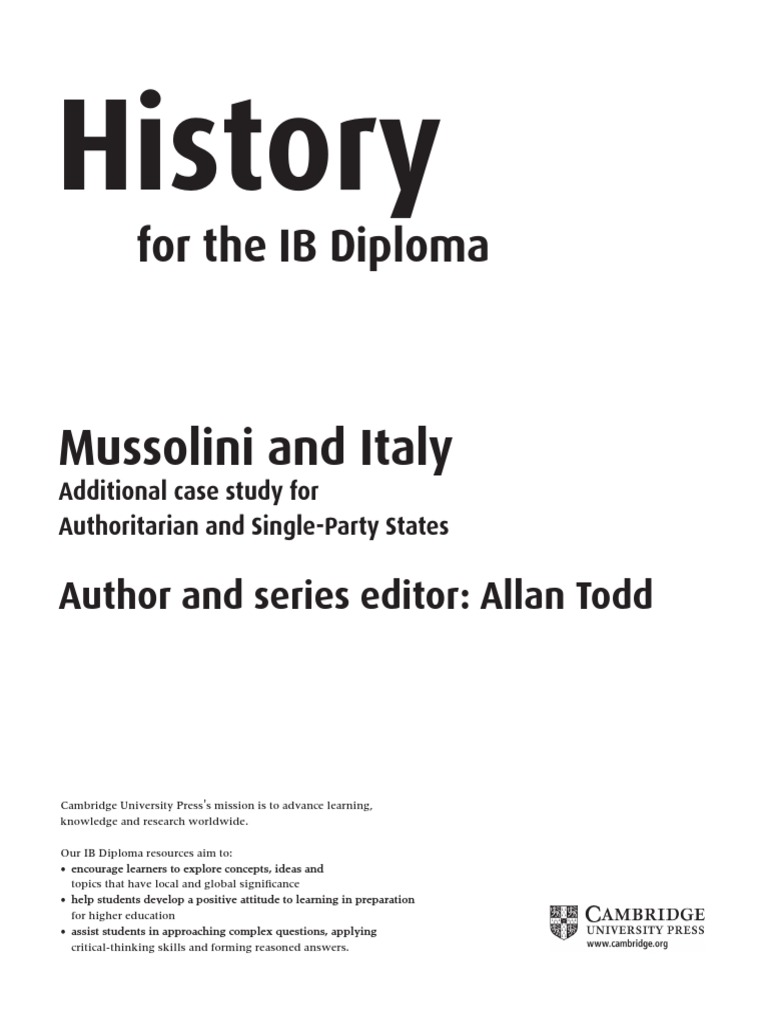 IB History: Mussolini and Italy | PDF | Kingdom Of Italy | Benito Mussolini