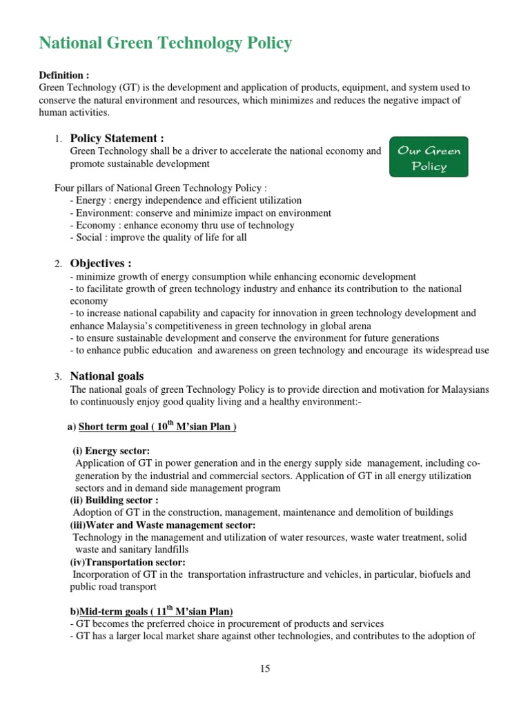 National Green Tech Policy | PDF | Environmental Technology ...